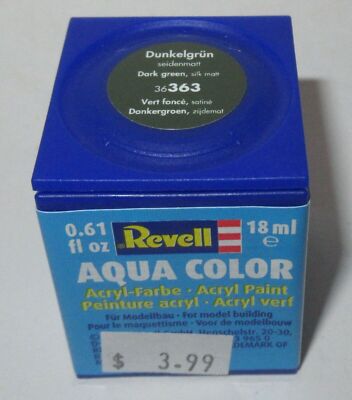 Revell Aqua Color Acrylic Paint (18ml) Silk Matt Dark Green 363 #36363 ...