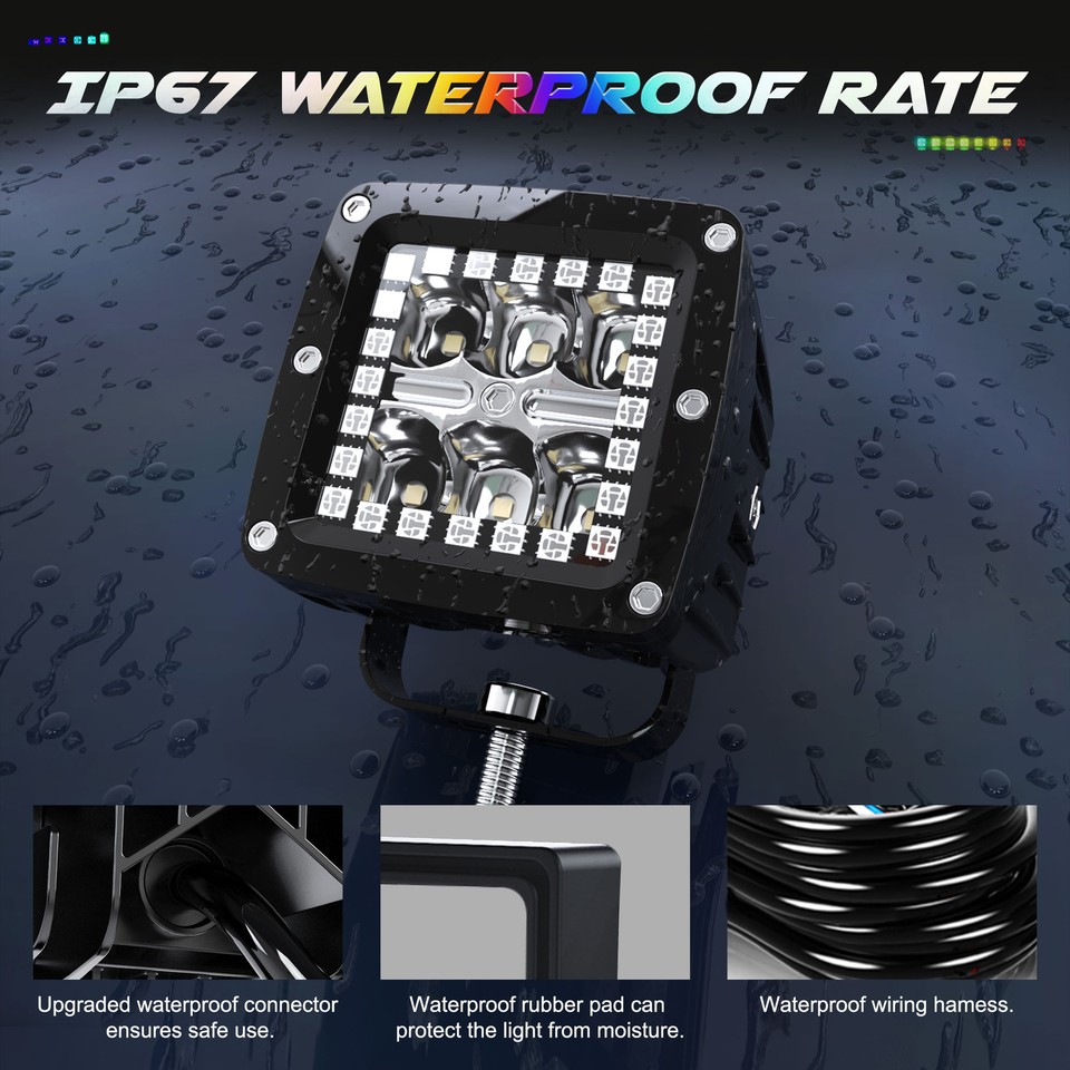 4x 4Inch LED Work Light Bar Spot Strobe Cube Pods Driving Fog Offroad ...