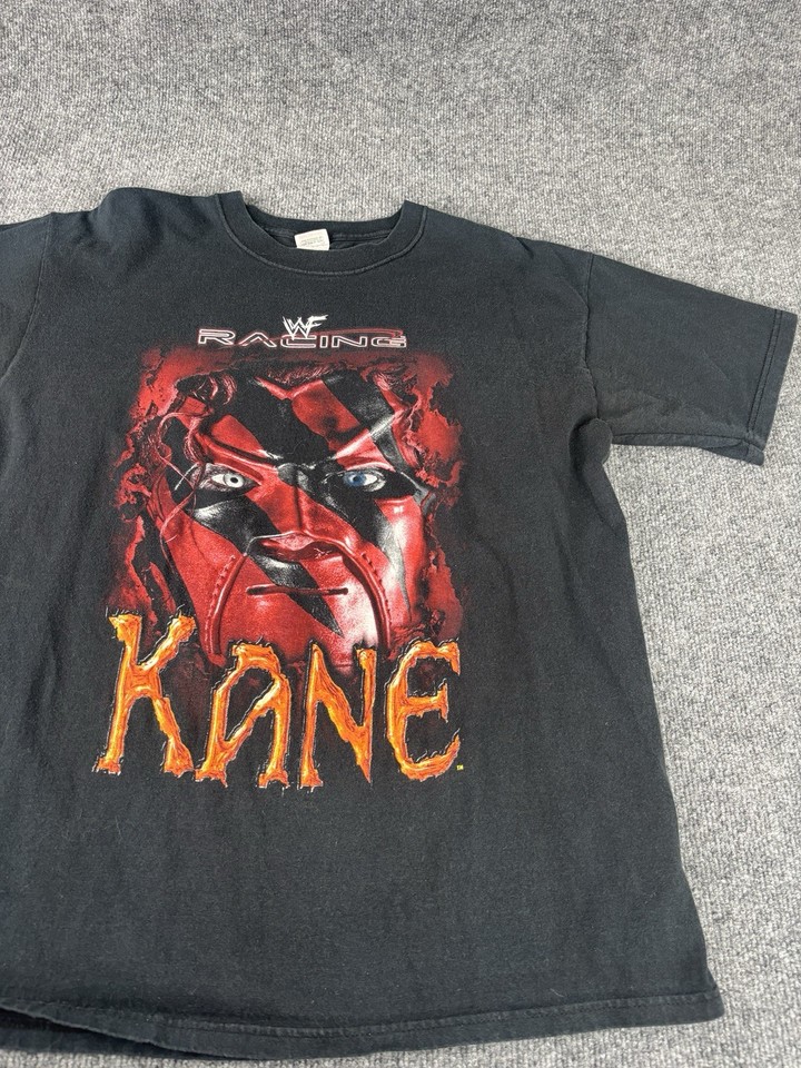 Vintage WWF Racing Kane Shirt Mens Size Extra Large Black Wrestling WWE ...