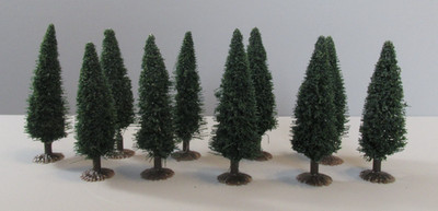 Set of 10 Evergreen 3-1/2 Inch Trees - Village / Model Accessory | eBay