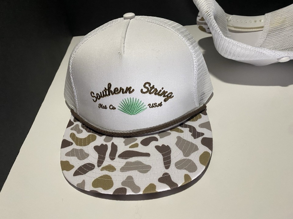 Two Camouflage Southern String Hat Co Adjustable Caps NWOT White With ...