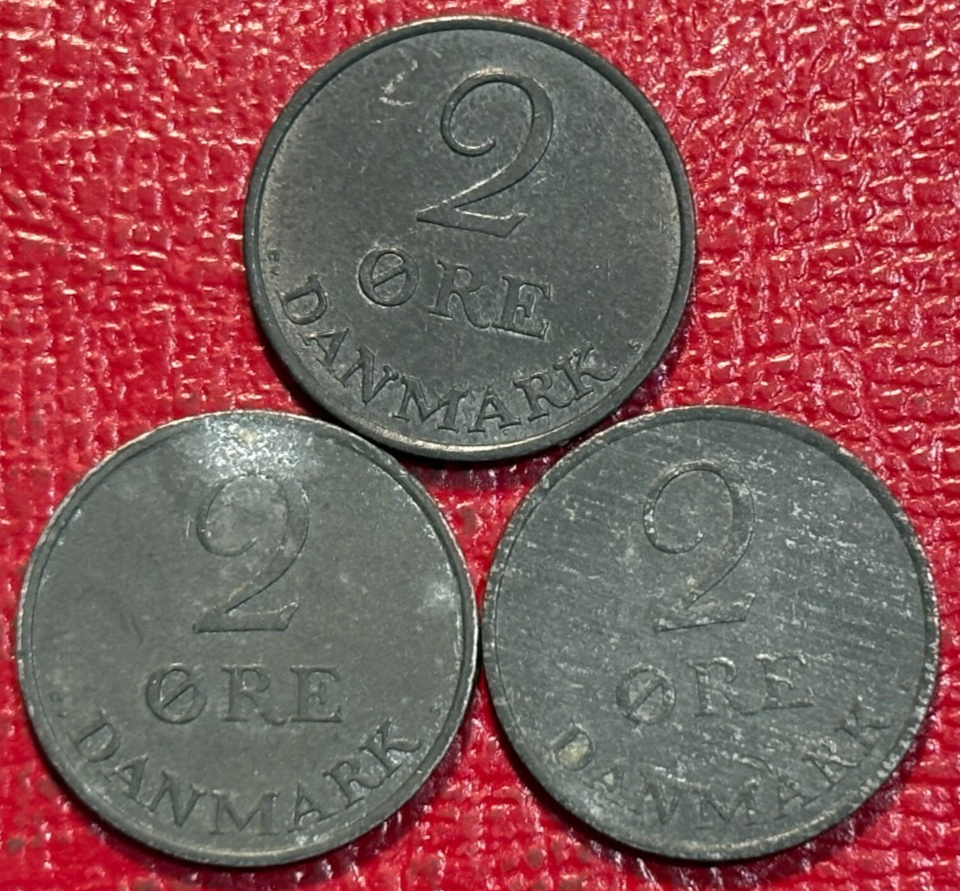 3- 1965/1967/1969 DENMARK 2 ORE ZINC COIN-OCT585 | eBay