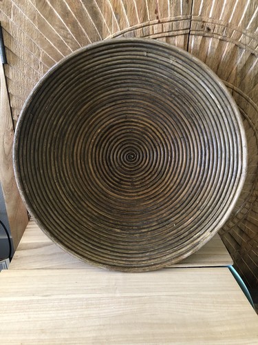 Coiled Rattan Roots Vine Basket Folk Art Primitive Natural Boho Tribal ...