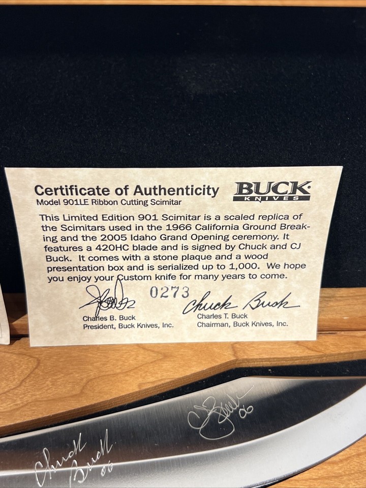 Buck Custom Knife 901LE Ribbon Cutting Scimitar Signed Blade Limited ...