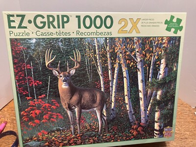 EZ GRIP 1000 2X LARGER PIECES PUZZLE BUCK DEER WHITETAIL AUTUMN ...