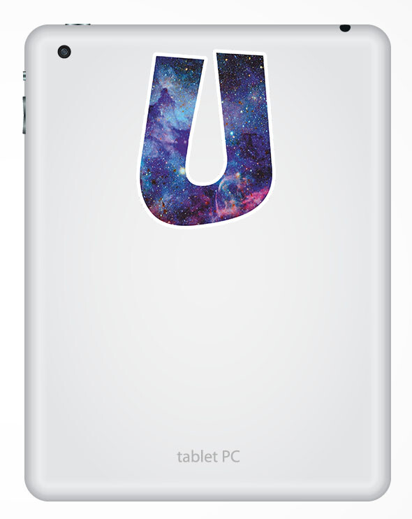 2 x 10cm Space Letter U Vinyl Stickers - Name Cool Sticker Laptop ...
