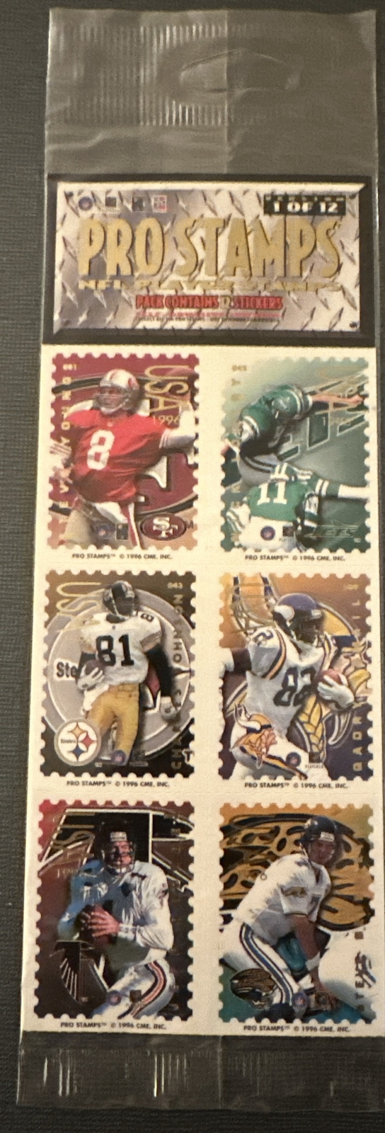 1996 Football Players Pro Stamps Version 1 Of 12 - 12 Stamps Per Pack ...