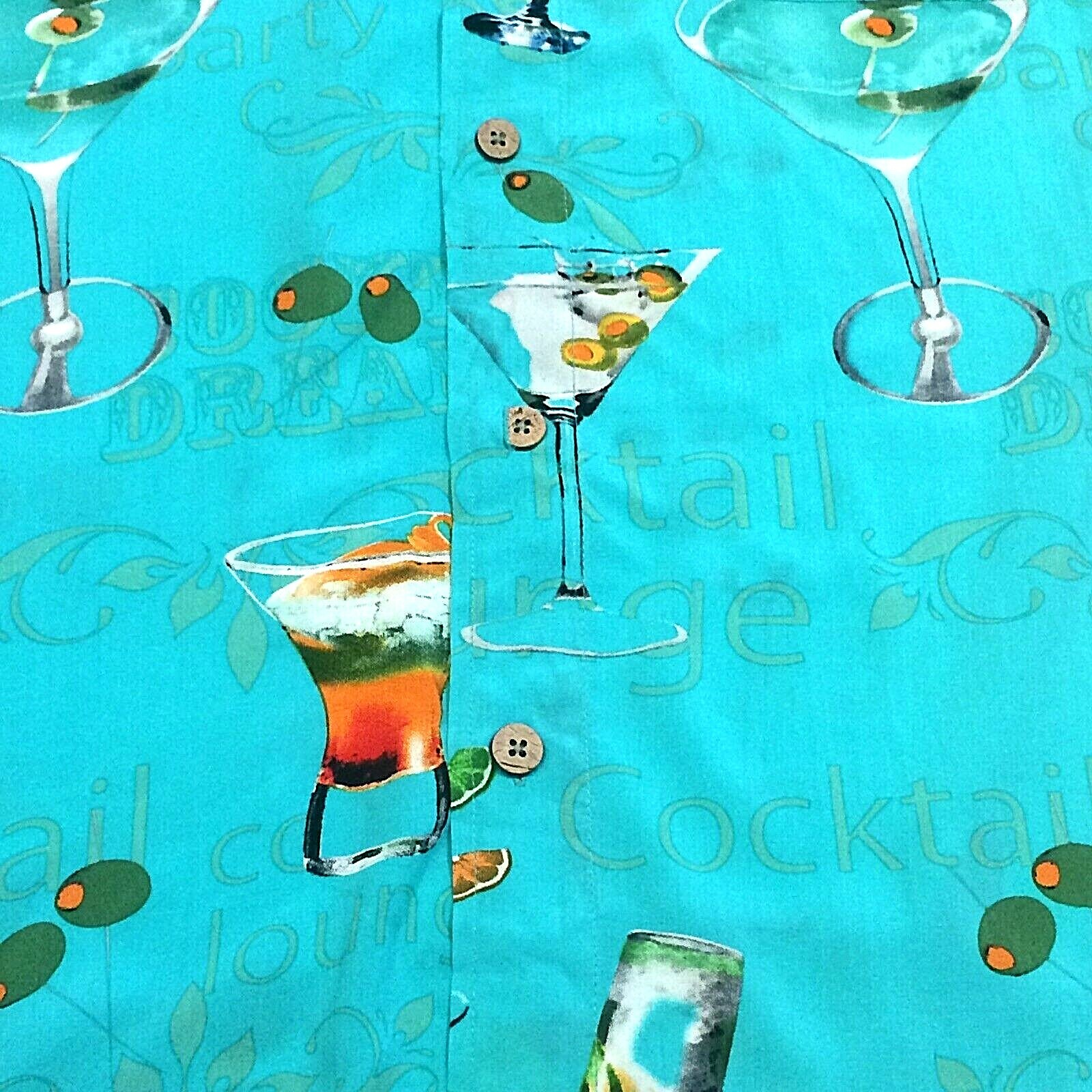 Junction West Mens Med Shirt Hawaiian Camp Cocktails Lounge Party ...