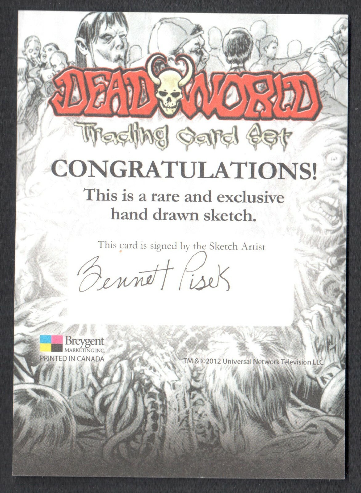 DEADWORLD Breygent 2012 Original Art Sketch Card by BENNETT PISEK | eBay