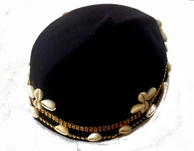 Traditional Cowrie kufi Wool Igbo Hat cap. Wedding chief Ozo Cap. Red ...