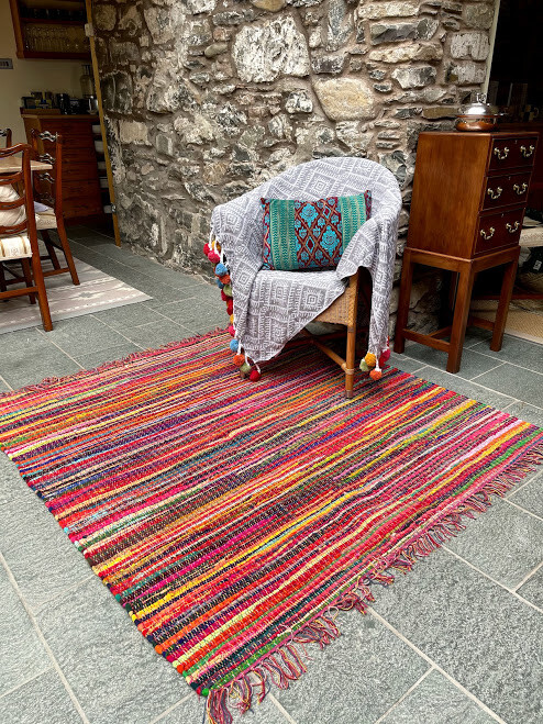 Rag Rug Festival Rugs Multicolour Rainbow Mat Cotton Hand Made ...