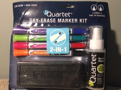 Quartet Dry-Erase Kit * Cleaner Eraser + 4 Double Tip Markers * NEW IN ...