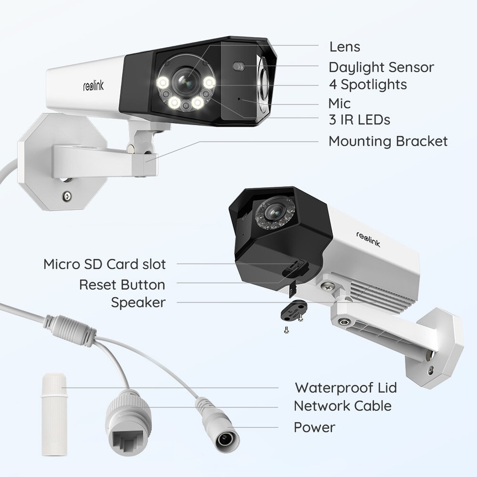 Reolink 2 Pack Duo 2 PoE 4K 8MP Security Camera System Outdoor Dual ...