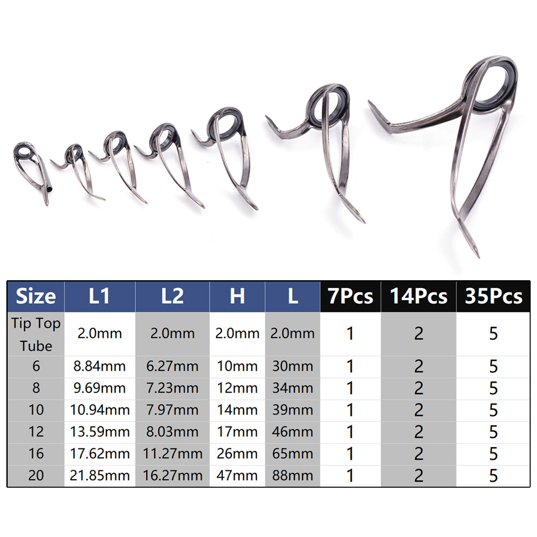 9KM Heavy Surf Rod Guides Repair Kit Low Rider Reversed Stripper Guide ...