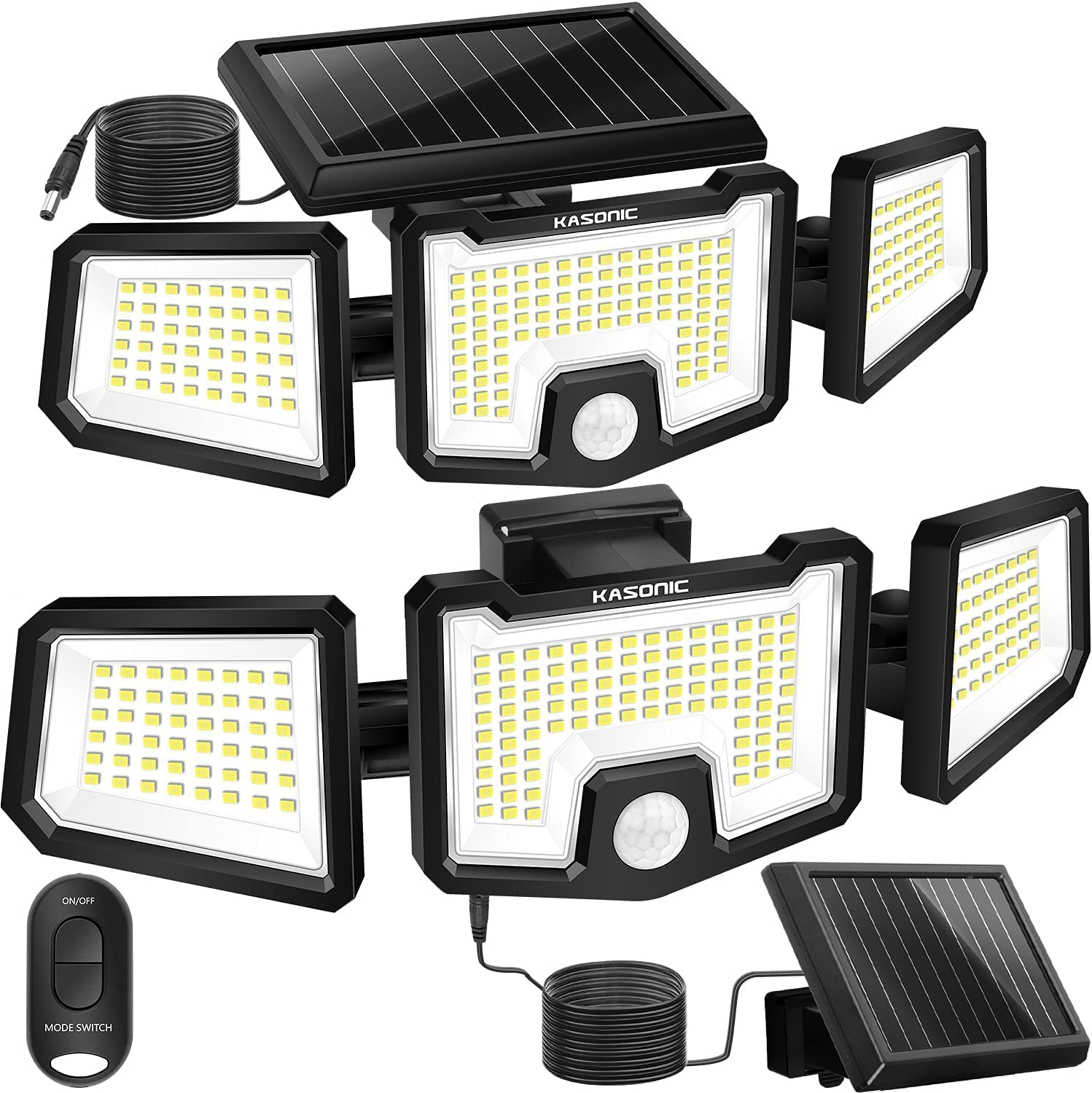 Security Solar Lights Outdoor, 2500LM LED 6500K Super Bright Motion ...