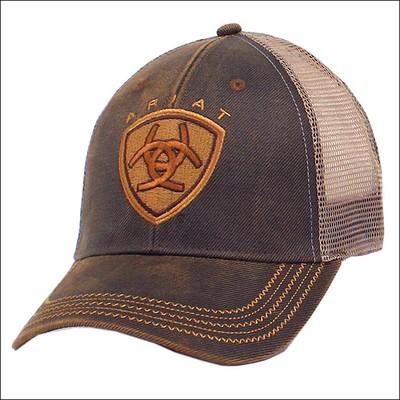 75MF Ariat Western Mens Cowboy Mesh Baseball Cap W/ Zig Zag Logo Brown 701340516250 | eBay