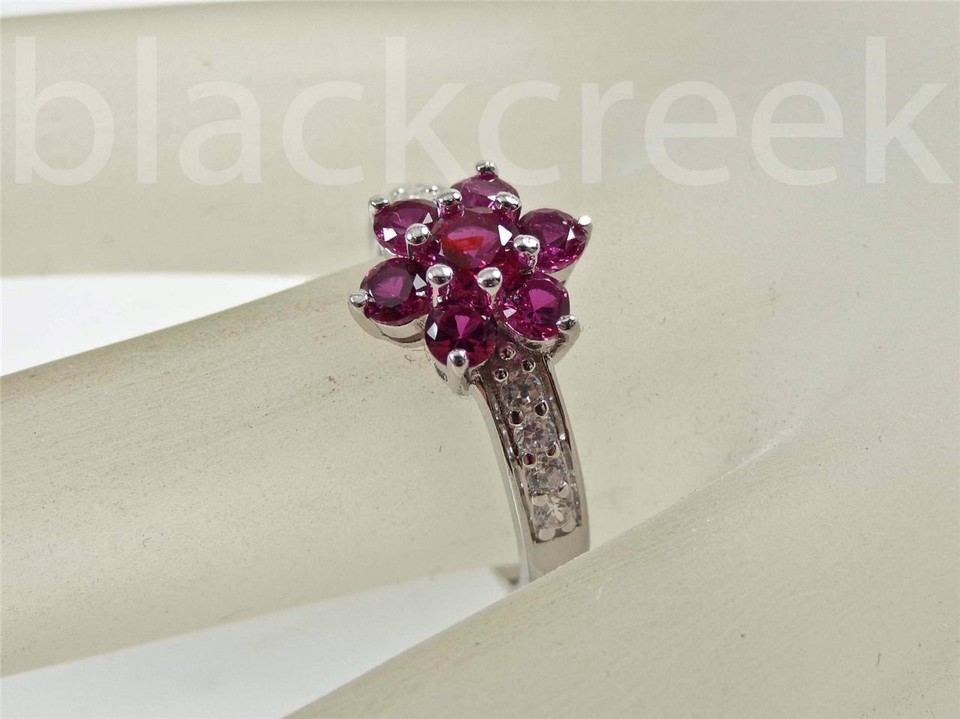 Ruby & White CZ ~ 925 Sterling Silver ~ Ring Sz 6/7/8/9/10/11/11.5 | eBay