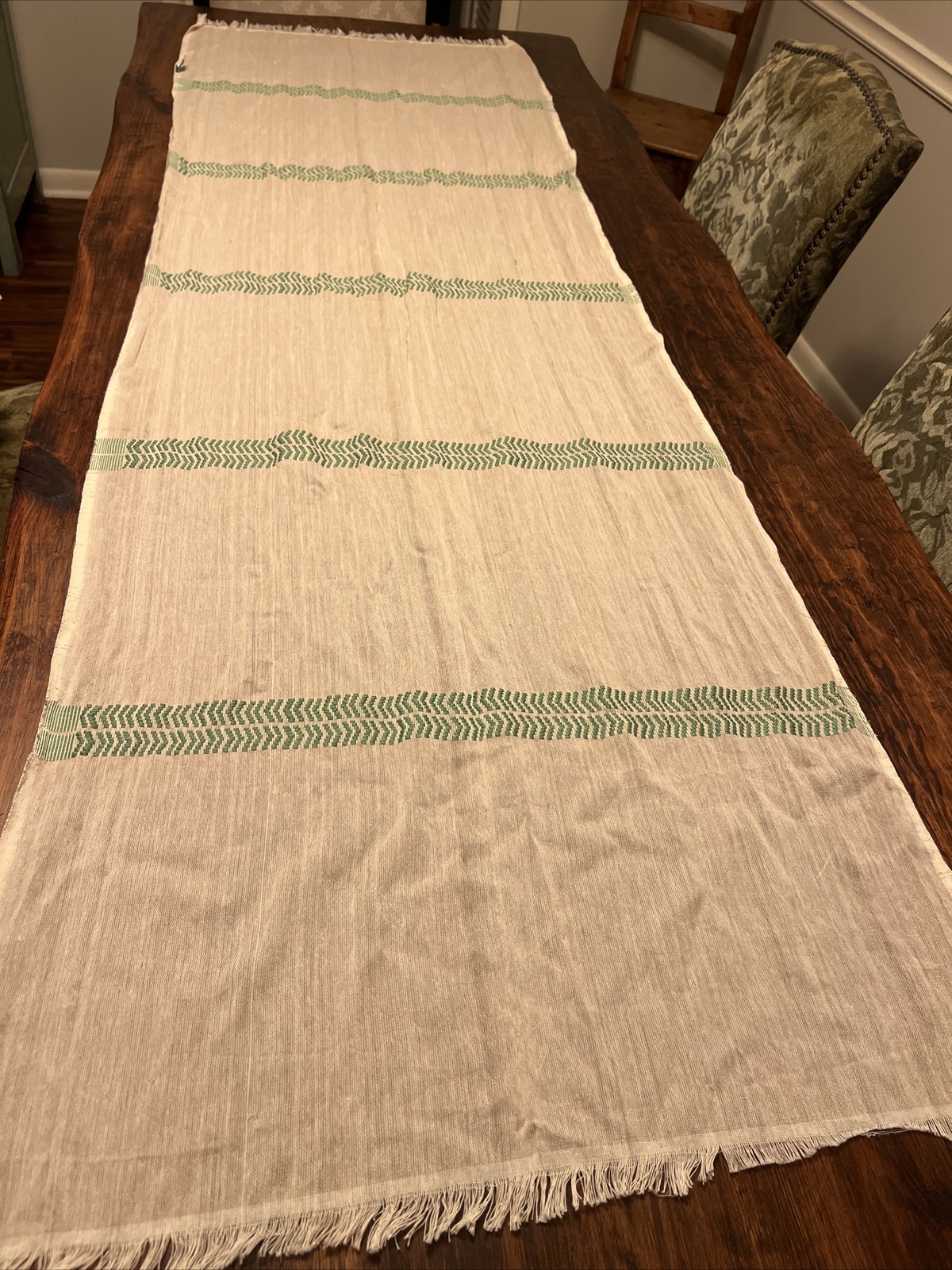 100% Quality Cotton Italian Scarf Cream/green - Gem