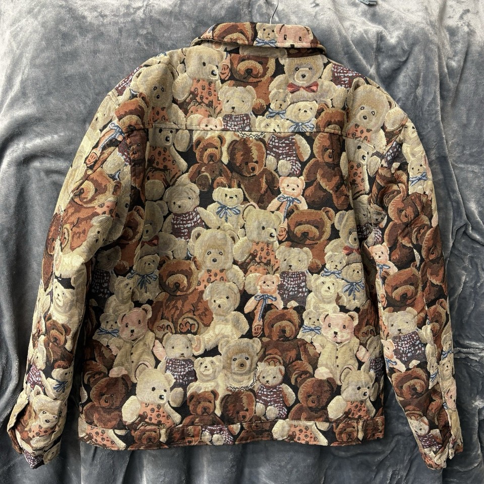 Copper rivet denim factory teddy bear jacket Tapestry mens size M 90s ...