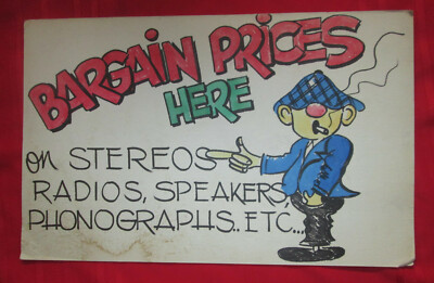 Vtg ANDY CAPP Stereo Radio Speaker ORIGINAL ART Advertising POSTER SIGN ...