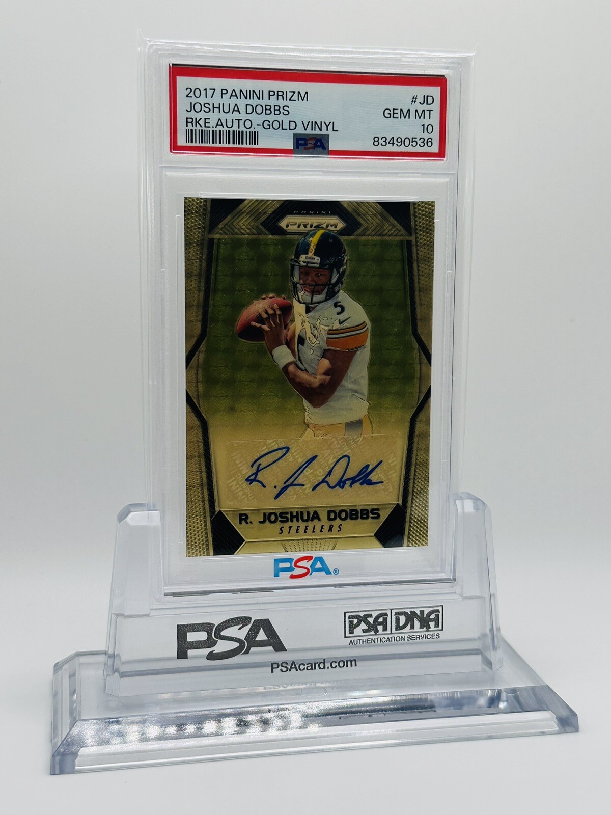 2017 Panini Prizm Joshua Dobbs RC Gold Vinyl Auto #3/5 PSA 10 POP 1 | eBay
