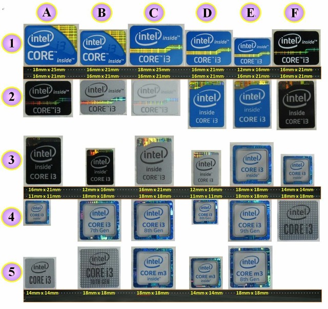 Core i3 i5 i7 CPU 6th 8th 9th 10th Gen Sticker Laptop Sticker Desktop ...