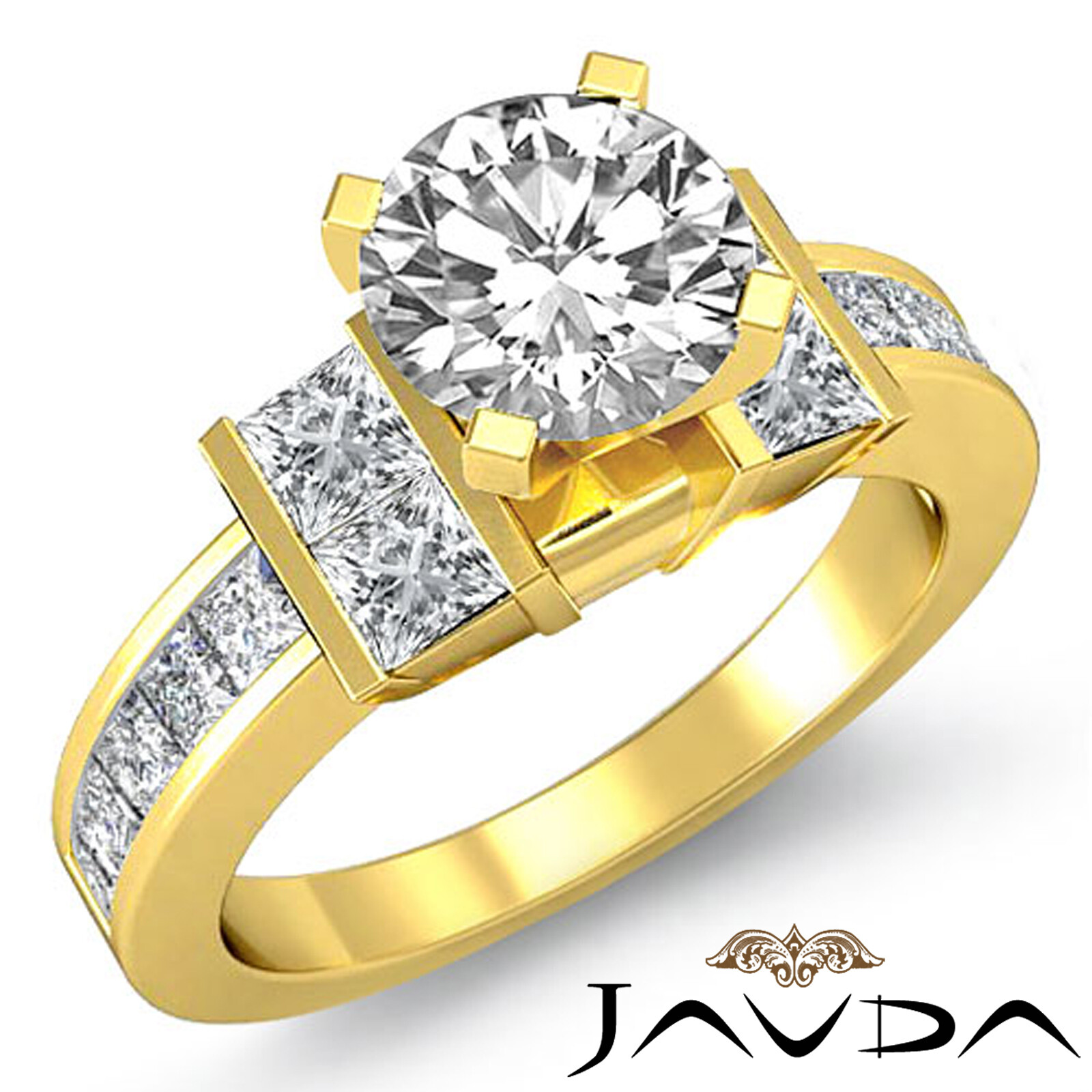 4 Prong Invisible Channel Set Round Shape Diamond Engagement Ring GIA G ...