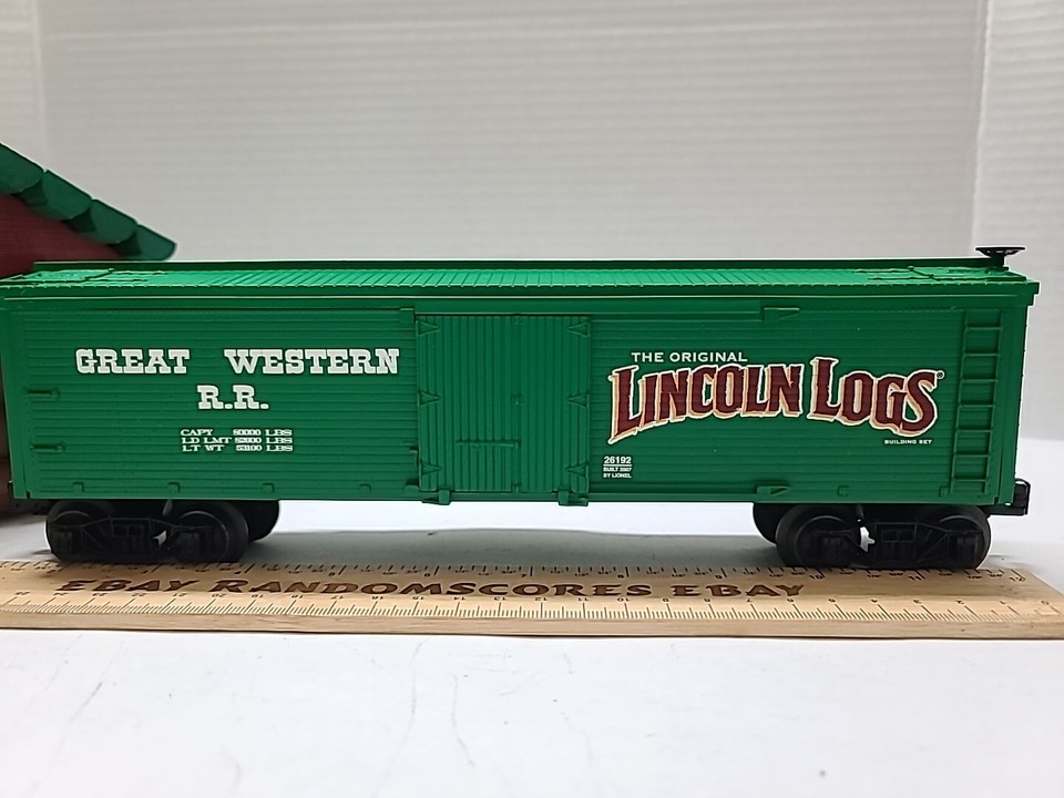 Lionel O Gauge 6-26192 Great Western Railroad Boxcar W/ Lincoln Logs LN ...