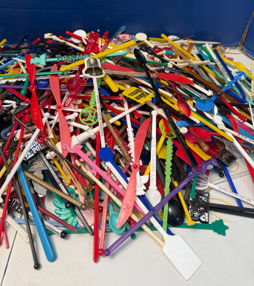 Huge LOT of 600+ Vintage Swizzle Sticks - Lifelong Collection - 50's 60 ...