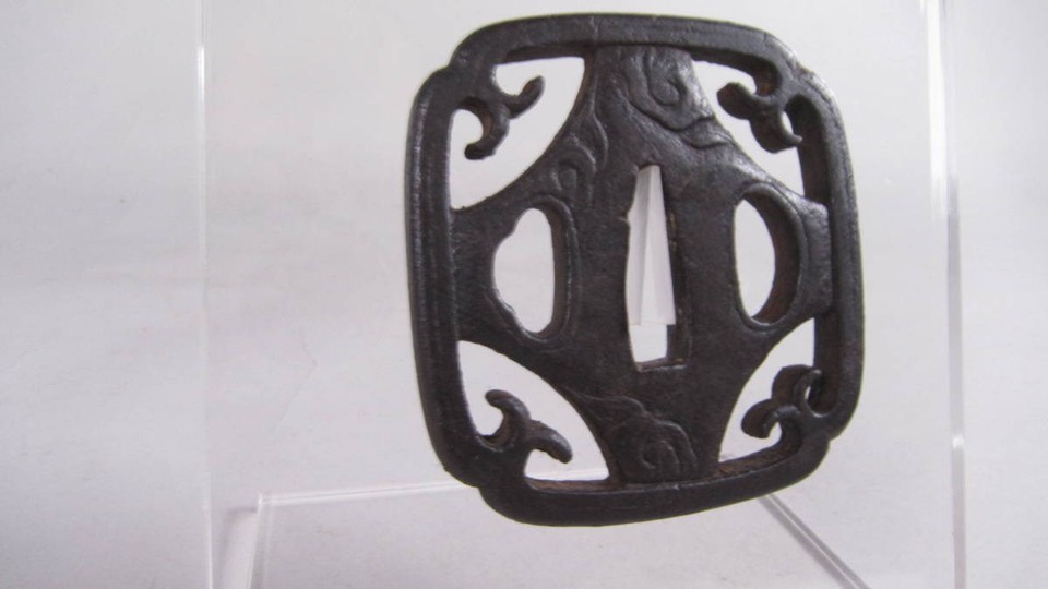 Iron Tsuba Warabite Ito Maki Design 6.5x6.2 cm 110 g antique display | eBay