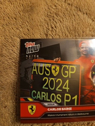 2024 Topps Now F1 5 CARLOS SAINZ FERRARI TAKES AUSTRALIA GP BLACK /99 ...