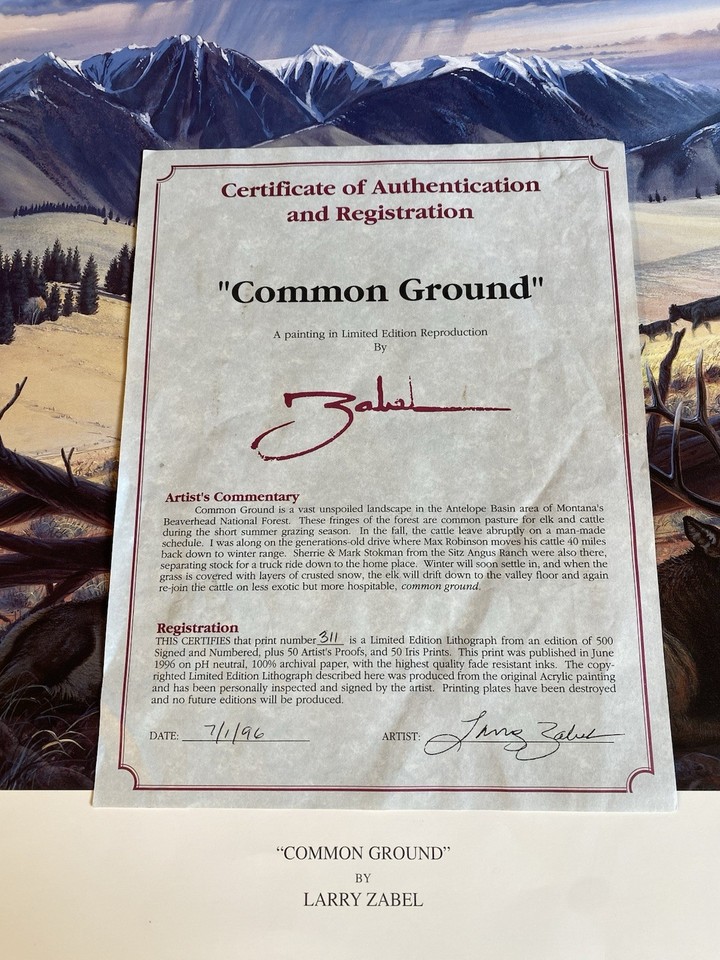 Larry Zabel "Common Ground" Bull Elk Signed Lithograph LE500 Fine Art ...