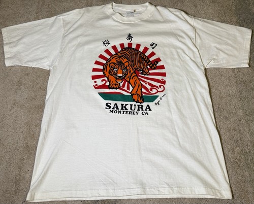 Vintage 2003 Sakura Monterey CA Sushi Japanese Restaurant T-Shirt White ...