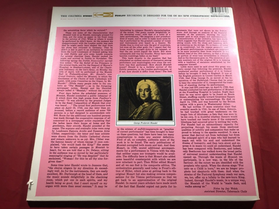 T3-50 GEORGE FREDRICK HANDEL Messiah ... PHILADELPHIA ORCHESTRA ...