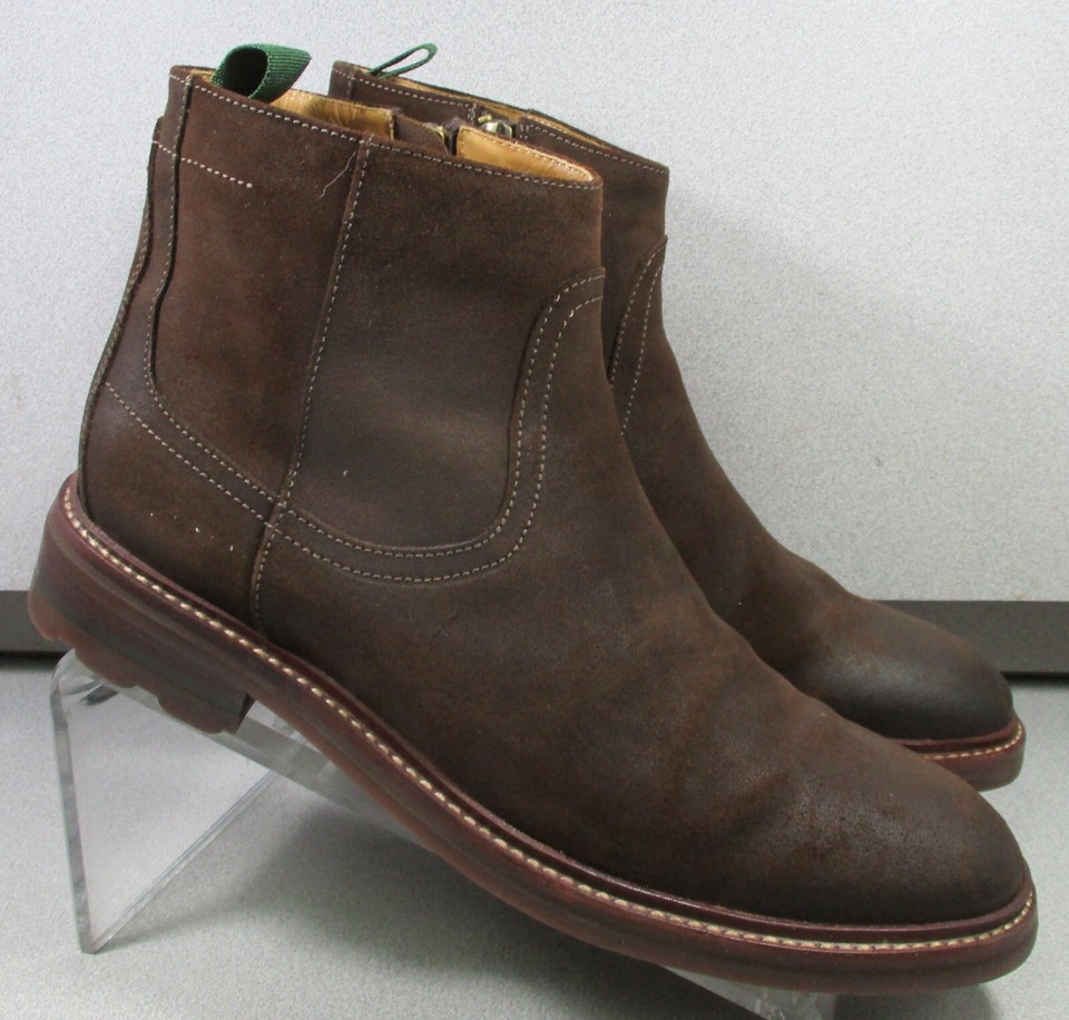 246090 MSBT50 WELCH MENS SHOE 8.5 M BROWN WAXED SUEDE ZIP BOOT JOHNSTON ...