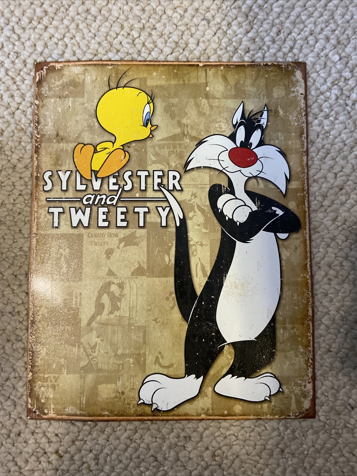 Sylvester & Tweety Metal Tin Sign Looney Tunes Kids Home wall Room ...