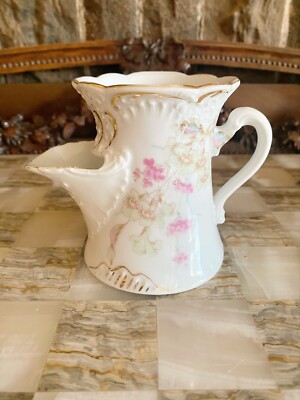 Vtg Porcelain Creamer Pitcher Pink Roses &Gold Rim Cup- Dresden Germany ...