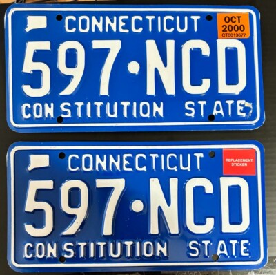 Connecticut 2000 License Plate PAIR # 597-NCD | eBay
