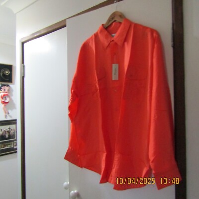 Size XL Winner Men's Burnt Orange 100% Washed Silk Shirt 2 Pockets on ...