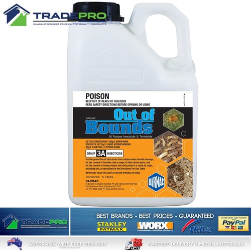 Termite Ant Cockroach Spray 5L Out of Bounds Bifenthrin 100gm/L Pest ...
