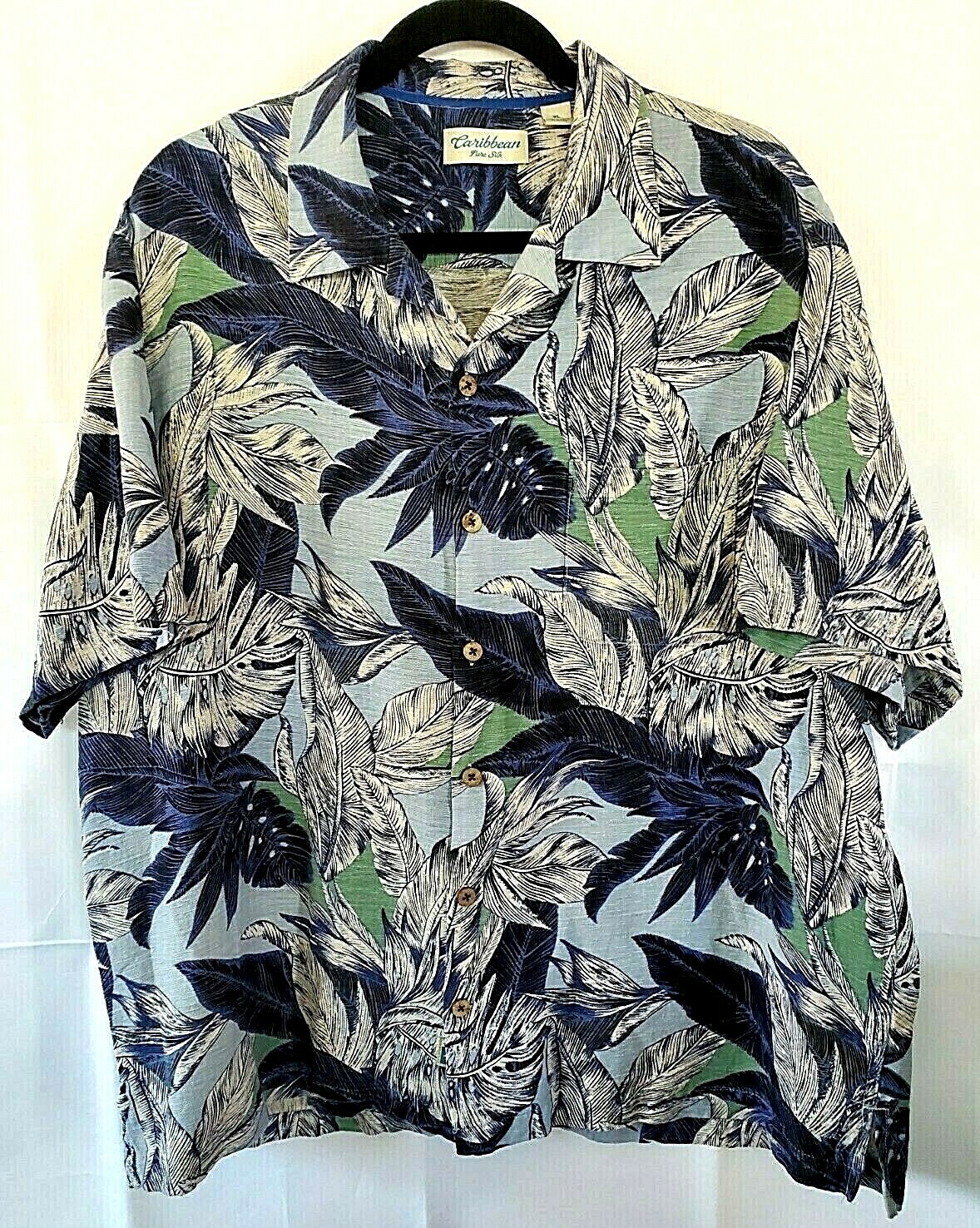Caribbean Mens Shirt Pure Silk~ So Soft~ Size XL Hawa… - Gem