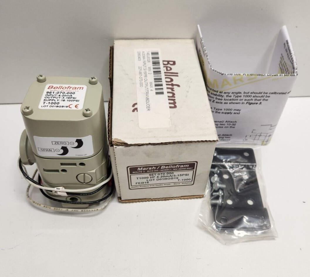 NEW OLD STOCK! MARSH/BELLOFRAM I/P 4-20 MA 3-15 PSI TRANSDUCER 961-070 ...