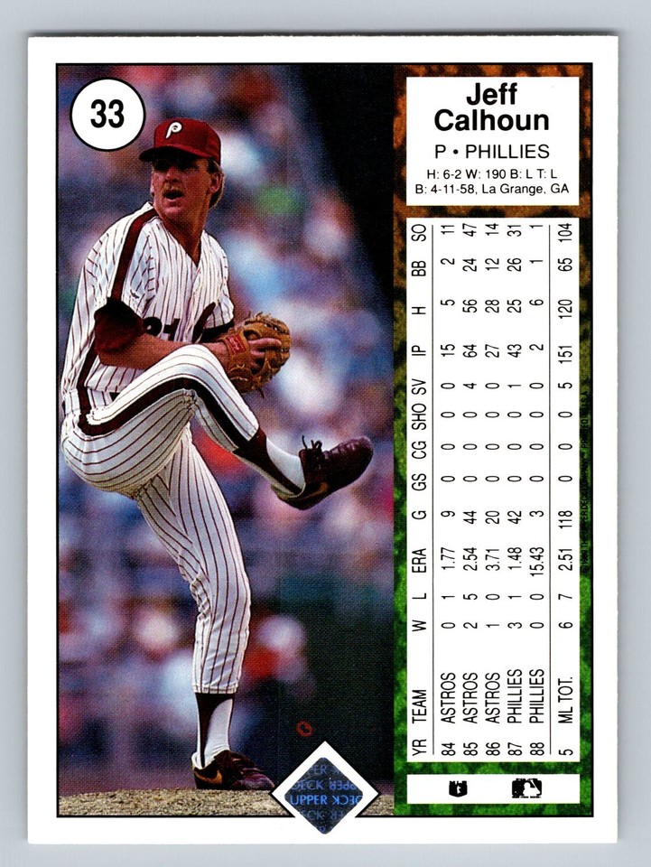 Jeff Calhoun 1989 Upper Deck #33 Philadelphia Phillies | eBay