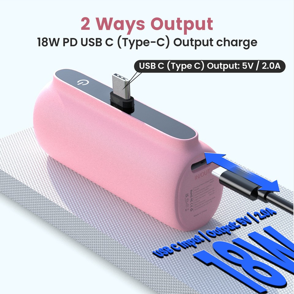 5500mAh Portable Charger UltraCompact Power Bank Battery Pack For Type ...