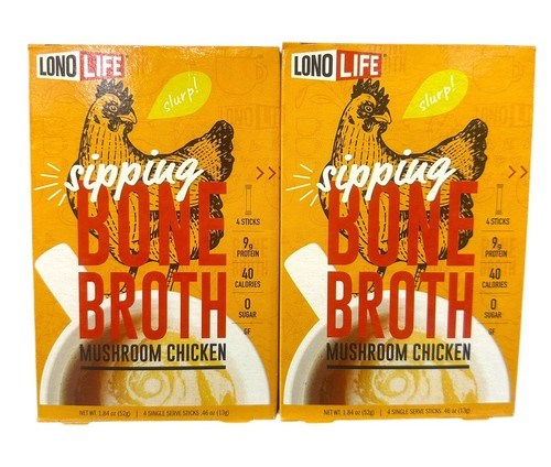 Lono Life Sipping Bone Broth, Mushroom Chicken, 4 Sticks Per Box - 2 ...