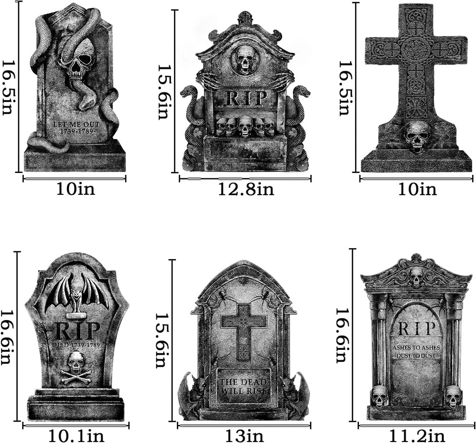Graveyard Halloween Decorations Tombstones: 6Ct Large Tombstone ...