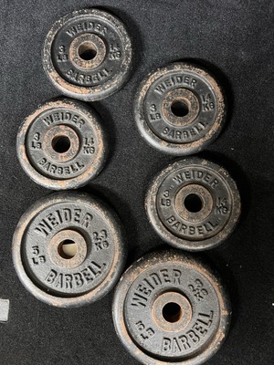Vintage Weight Plates 3 lb & 5 Lb WEIDER BARBELL, 22 Pounds Total 1 ...