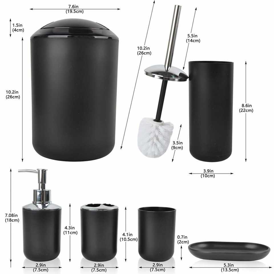 6pcs/set Bathroom Accessories Set Trash Can Soap Dish Toothbrush Holder ...