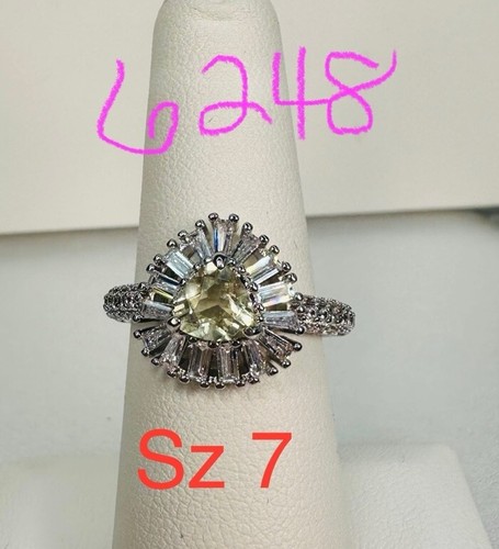 NWT Bomb Party Sz7 Revealed BP Ring Jewelry RBP Triangle Lemon Rhodium ...