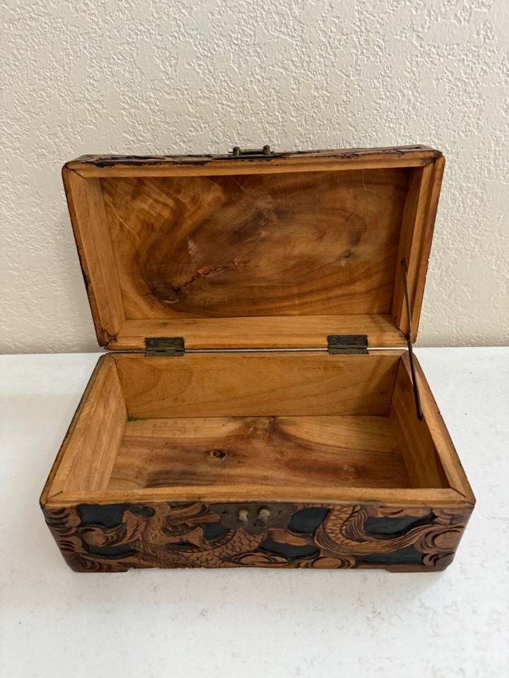 Vintage Southeast Asian Carved Wood Box w/ Dragons Design | eBay